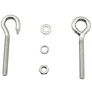 PSCCO 8pcs Stainless Steel Welded Closed Screw Ring Eye Bolts Hook Rod Eye Screw Bolts and Bolts Hook with Nuts and Washers