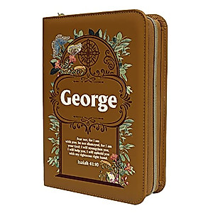 10x7 Inch Personalized Bible Cover – Create Your Own Design, Custom Bible Cover and Carrying Case with Handle – Leatherette Book Covers and Bible Case for Women - Brown (Design 5)