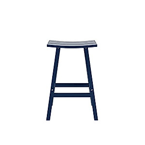 WestinTrends Malibu 29 Inch Outdoor Bar Stools Set of 2, All Weather Resistant Poly Lumber Adirondack Bar Height Stools, Navy Blue