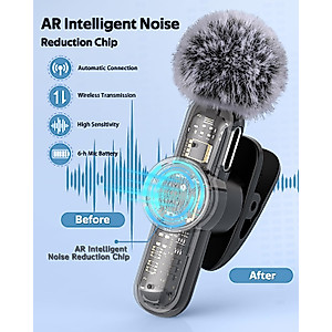 PUSEALON Wireless Lavalier Microphone for iPhone iPad, Professional Tiny Omnidirectional Cordless Lapel Microphone Wireless for iPhone Recording YouTube Interview TikTok Podcast