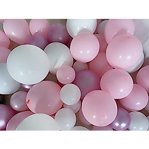 Pink and White Balloons 112PCS Light Pink Balloons White Confetti Metallic Rose Gold Balloons for Birthday Anniversary Party Decorations