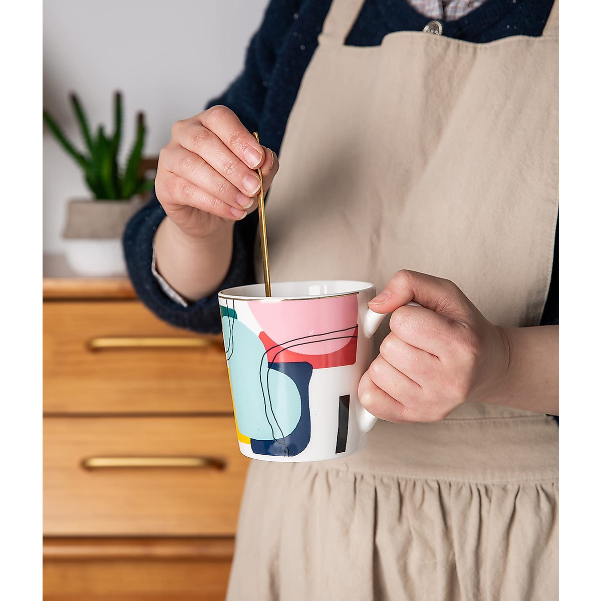 Aubcee 14 oz Coffee Mugs, Set of 4 Ceramic Coffee Mug Sets, Coffee Mugs,Tea Cups for Office and Home