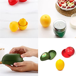 Tiydiygo 4PCS Fresh Food Savers Avocado Lemon Tomatoes Garlic Shape Crisper Containers,Vegetable Fruits Storage Keeper Sealing Box Bowls for Refrigerators