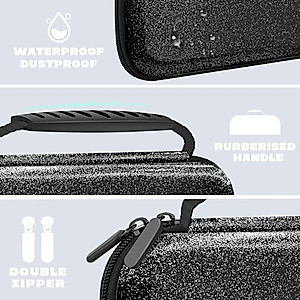 homicozy Glitter Carrying Case Compatible with Nintendo Switch OLED & Switch Console,Black Protective Hard Travel Case Shell Pouch for Nintendo Switch Console/Accessories,Switch Gaming Case for Girls