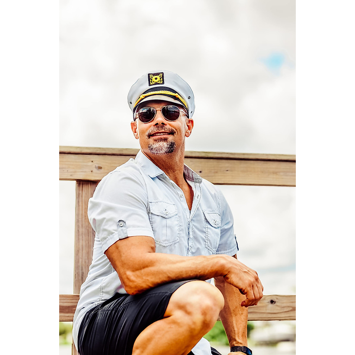 A Dash of Chic CUSTOM TEXT Captain Hat Name Gift for Skipper Sailor Boating Adjustable