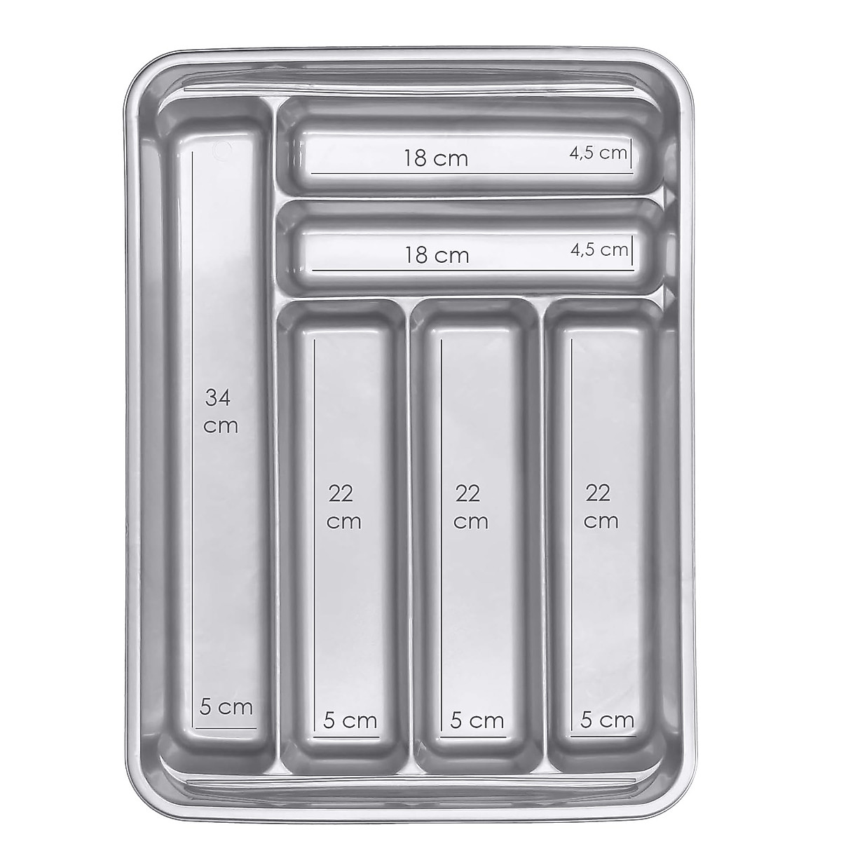 PLASTIFIC 1 Tier Large & Deep CUTLERY TRAY Flatware Organiser Strong Plastic Drawer Sliding Tidy Multipurpose flatware Holder Kitchen Accessories for Tableware(Silver)…