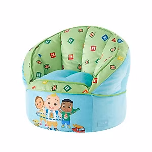 Idea Nuova Cocomelon Blue Round Bean Bag Chair for Kids, Ages 3+, Large