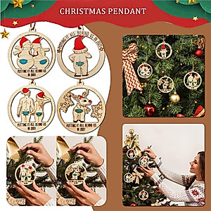 GTRXTAR 2021 Wooden Christmas Ornaments Christmas Tree Wooden Round Pendant Decoration, Christmas Tree Home Garden Decoration Hanging Ornaments (B) (D)