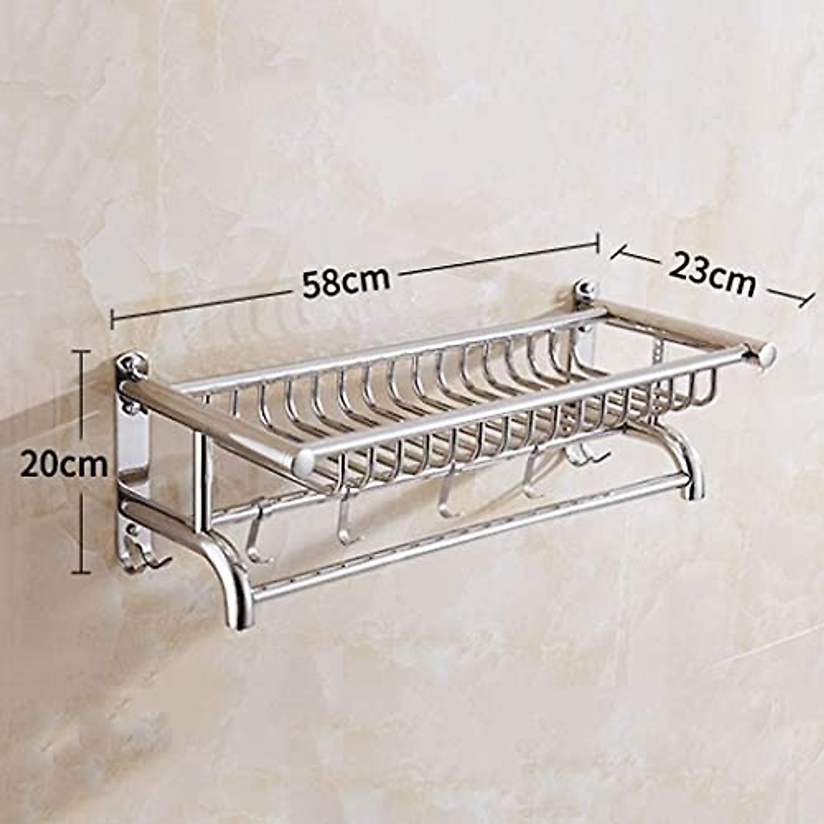 XHALERY Bath Racks,Shower Corner Wall-Mounted Storage Rack 304 Stainless Steel 2-Layer Hook Towel Rack for Kitchen Bathroomshelves