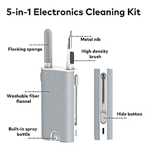 5-in-1 Electronic Cleaner kit- Portable Cleaning kit for Airpods/Earbuds/Phone/Camera/Watch/Laptop,with Cleaning Pen and Spray Bottle,Multifunctional Cleaning Tool