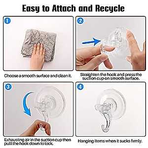 3 Pack Suction Cup Hooks, Clear Heavy Duty Vacuum Suction Cups with Dual Hooks Removable Window Glass Door Suction Hangers, Reusable Suction Cup Holders for Kitchen Bathroom Shower Wreath