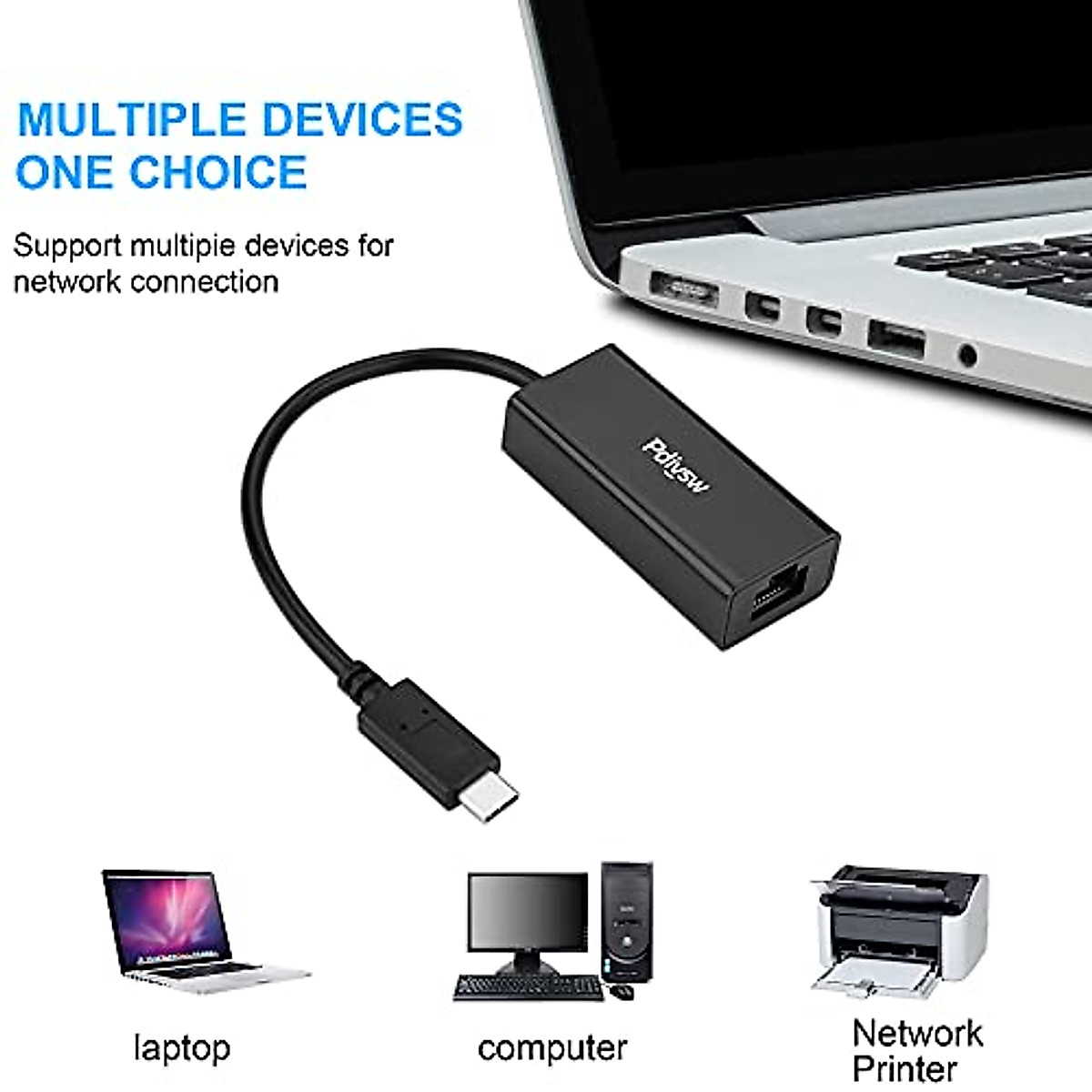 USB C to Ethernet Adapter - High-Speed Wired Network for MacBook & More