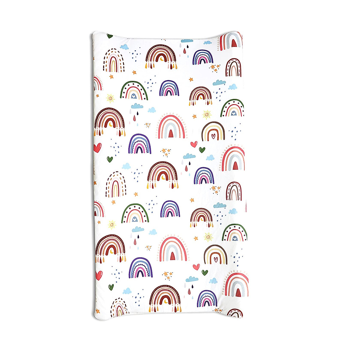 Rainbow World Crib Sheet and Baby Diaper Changing Pad Cover