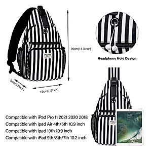 MOSISO Crossbody Sling Backpack, Vertical Stripe Sling Bag with Front Raised Pocket Travel Hiking One Shoulder Chest Bag Daypack, Black