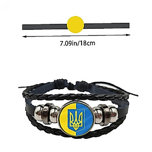 TOSSPER Ukraine Bracelet, 2 Pcs Multilayer Ukrainian Flag Symbol Charm Leather Bracelet Bangle Jewelry for Men Women, Multicolor, 7.09inch/18cm