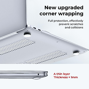 EooCoo Compatible with MacBook Air 13 inch Case 2021 2020 2019 2018 M1 A2337 A2179 A1932 with Retina Display Touch ID，Case + TPU Keyboard Skin Cover + Screen Protector - Crystal Clear