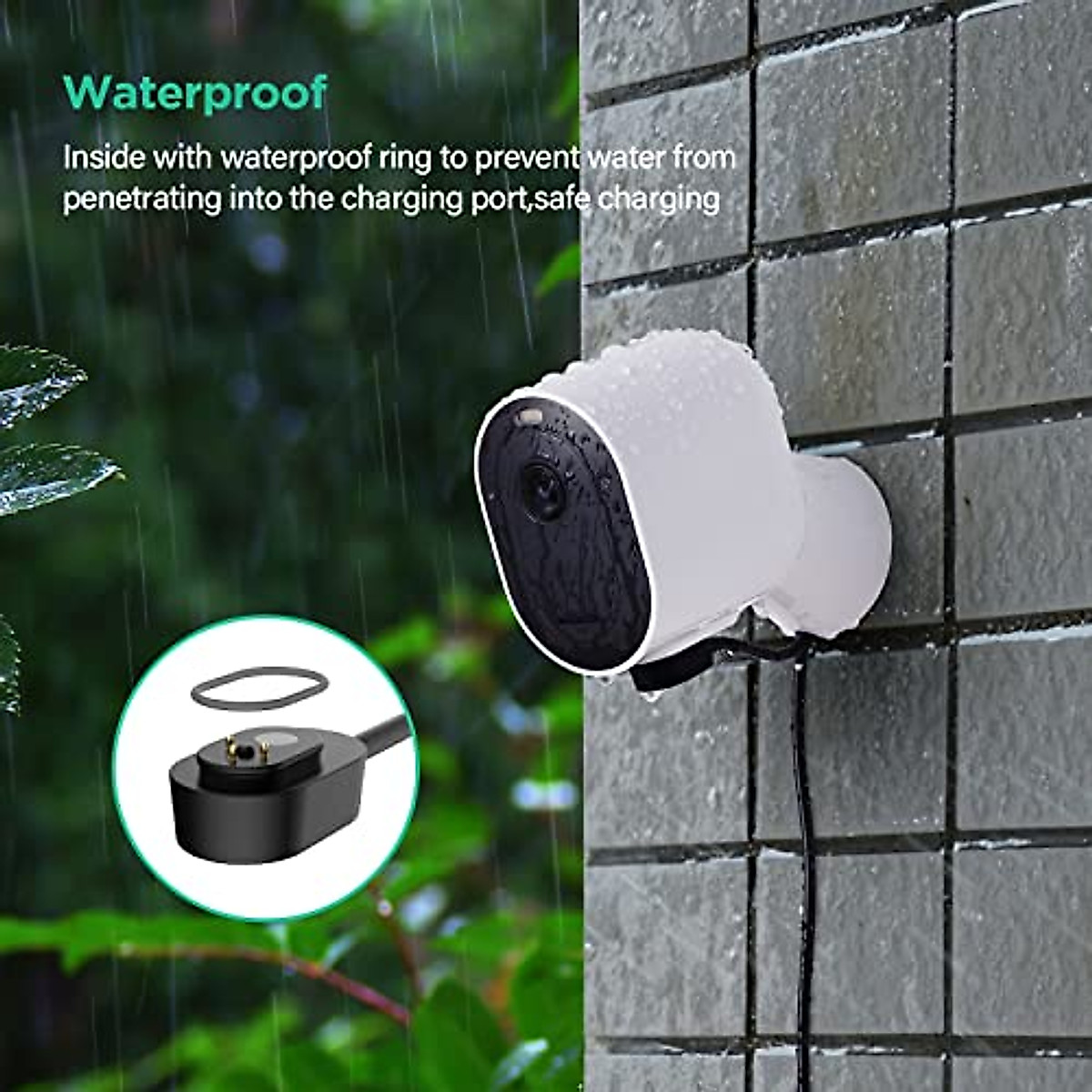 OLAIKE (2 Pack 26ft/8m Indoor Outdoor Weatherproof Magnetic Charging Cable for Arlo Pro 3/Pro 4/Ultra/Ultra 2,with Power Adapter Continuously Charging,NOT Compatible with Arlo Pro 3 Floodlight,Black