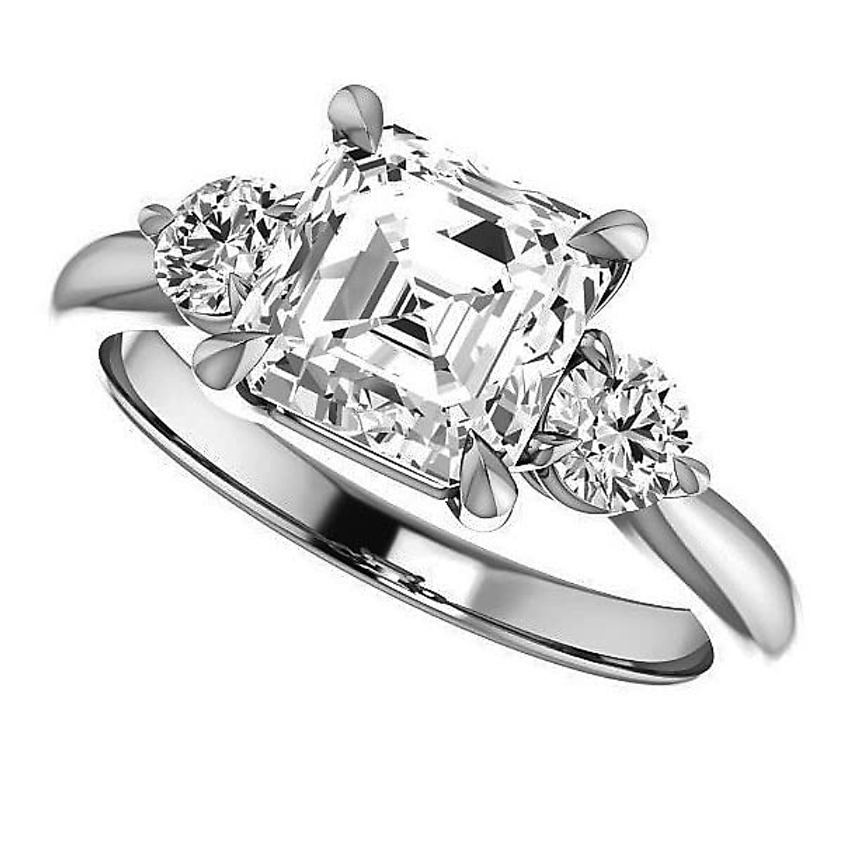 3 CT Asscher Cut VVS1 Colorless Moissanite Engagement Ring Set, Wedding/Bridal Ring Set, Sterling Silver Vintage Antique Anniversary Promise Ring Set Gift for Her (0.5)