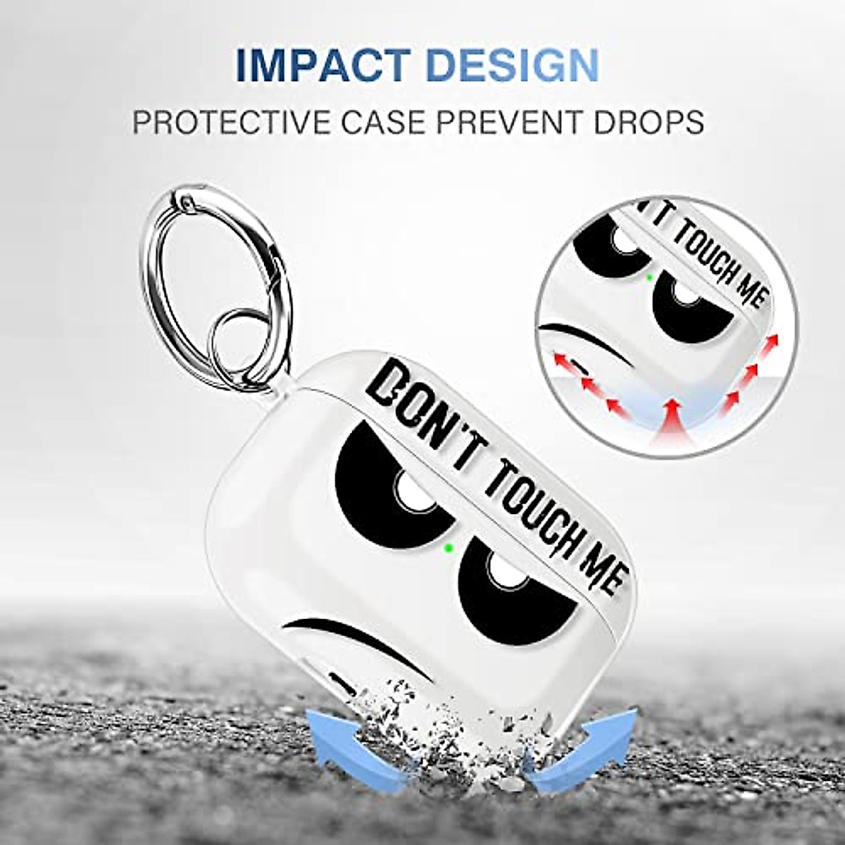 Youtec for Airpods Pro Case, Don't Touch Me for Airpods Pro Cover with Keychain Soft Cute Shockproof Cover for Women Men Compatible with for Airpods Pro 2019 Charging Case -Transparent