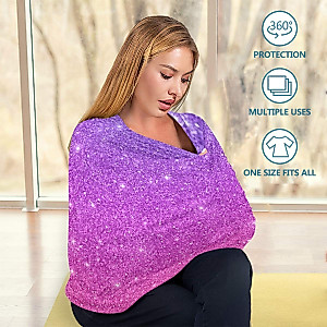 Nursing Cover Breastfeeding Scarf Glitter Purple Pink - Baby Car Seat Covers, Stroller Cover, Carseat Canopy (801m)