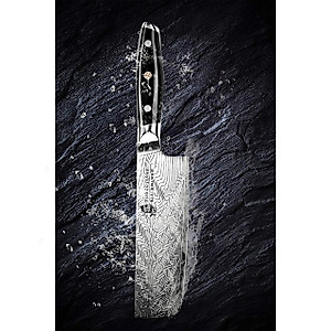 TUO Nakiri Knife - Vegetable Cleaver Knife 6.5-inch High Carbon Stainless Steel - Japanese Kitchen Knives with G10 Full Tang Handle - Black Hawk-S Knives Including Gift Box