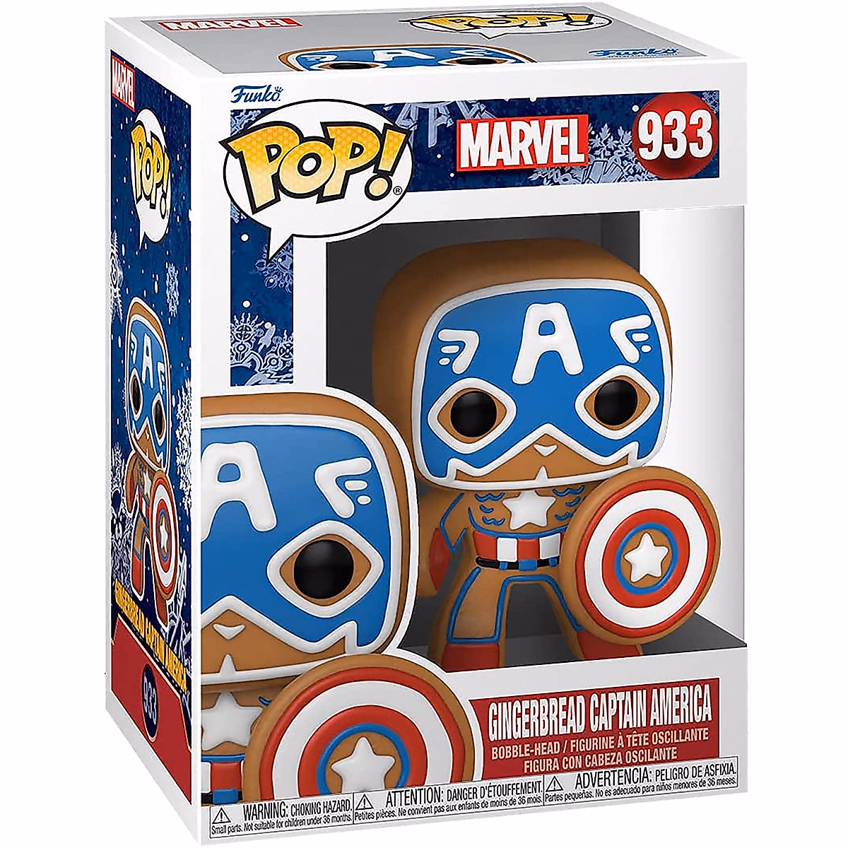 POP Marvel: Holiday - Gingerbread Captain America Funko Vinyl Figure (Bundled with Compatible Box Protector Case), Multicolored, 3.75 inches