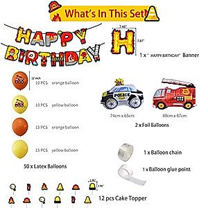 88pcs Fire Truck Latex Balloon Arch Garland Fire Truck Helium Ballon Kids Birthday Decoration Air Globos Fireman Theme Party Supplies…