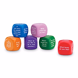 Learning Resources Conversation Cubes - 6 Pieces, Ages 6+ Foam Cubes for Social Emotional Learning, School Counselor Supplies, Speech Therapy Toys, Ice Breaker Cubes