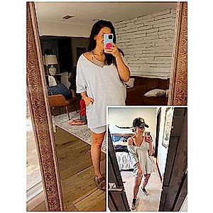 Lianlive 2 Piece Outfits Women's Oversized T-Shirts Biker Short Sets Hot Shot Reversible Set (LightGrey-L)