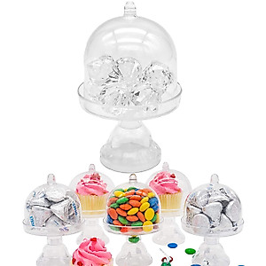JC HUMMINGBIRD 12 Pieces 4“ H x 2.75“ W Cake Plate Stand with Dome Cover, Clear,