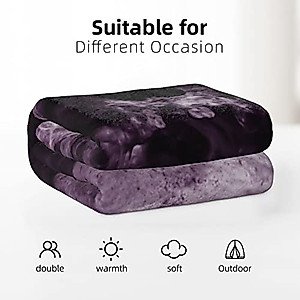 Purple Skull Soft Throw Blanket All Season Microplush Thick Warm Blankets Tufted Fuzzy Flannel Throws Blanket for Bed Sofa Couch 80"x60"