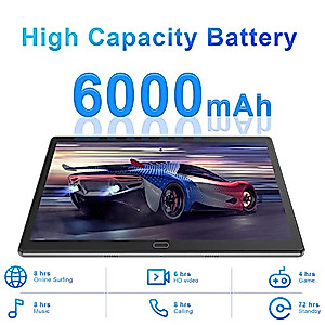 Semeakoko 10.1 inch Tablet with Keyboard, Android 12 Tablet 4+64GB, 2MP+8MP Dual Camera, Parent Control, HD Screen, WiFi, Bluetooth, 6000mAh Battery, Tablet PC with Keyboard/Mouse/Case