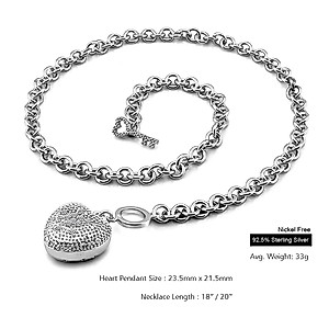 Meilanduo Solid 925 Sterling Silver Rolo Chain Link Necklace with Key Heart Pendant 18" 20" for Women (20 Inches)