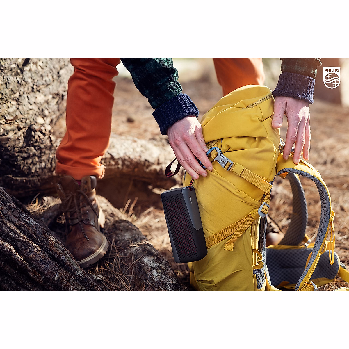 Philips S4807 Outdoors Wireless Bluetooth Speaker with Stereo Pairing and Bluetooth Multipoint Connection, IP67 Waterproof, Gray