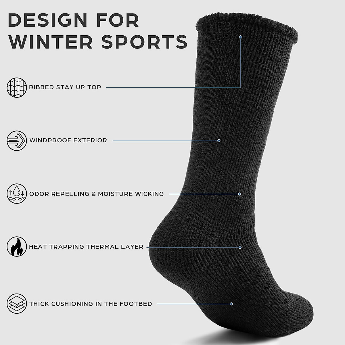 DG Hill Thermal Socks Men - Winter Sock for Cold Weather Warm Socks - Snow Socks Thick Long Thermal Sock for Hunting