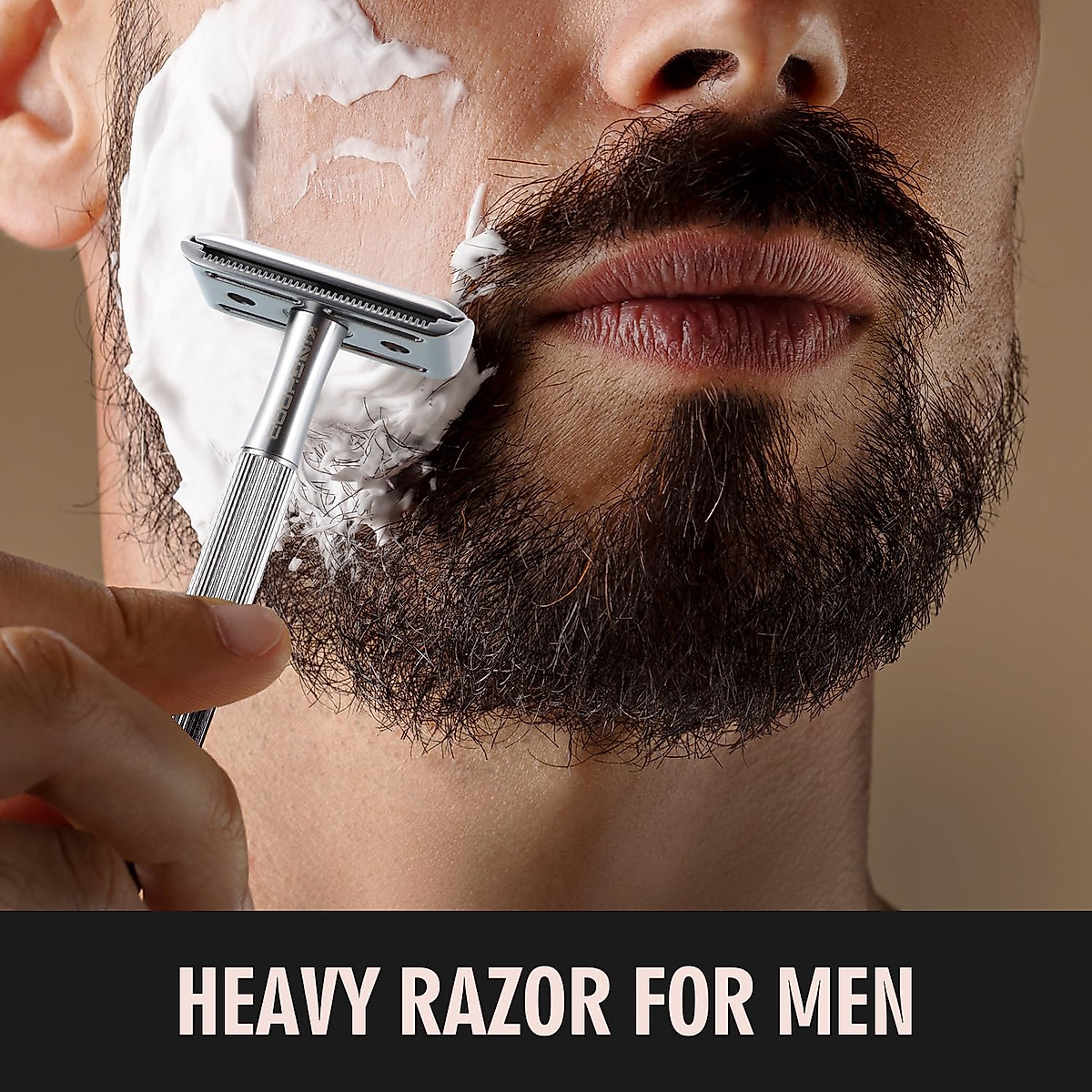 KINGHOOD Copper Double Edge Safety Razor with 10 Razor Blades, Long Handle & Weighted Razor, Single Blade for Sensitive Skin