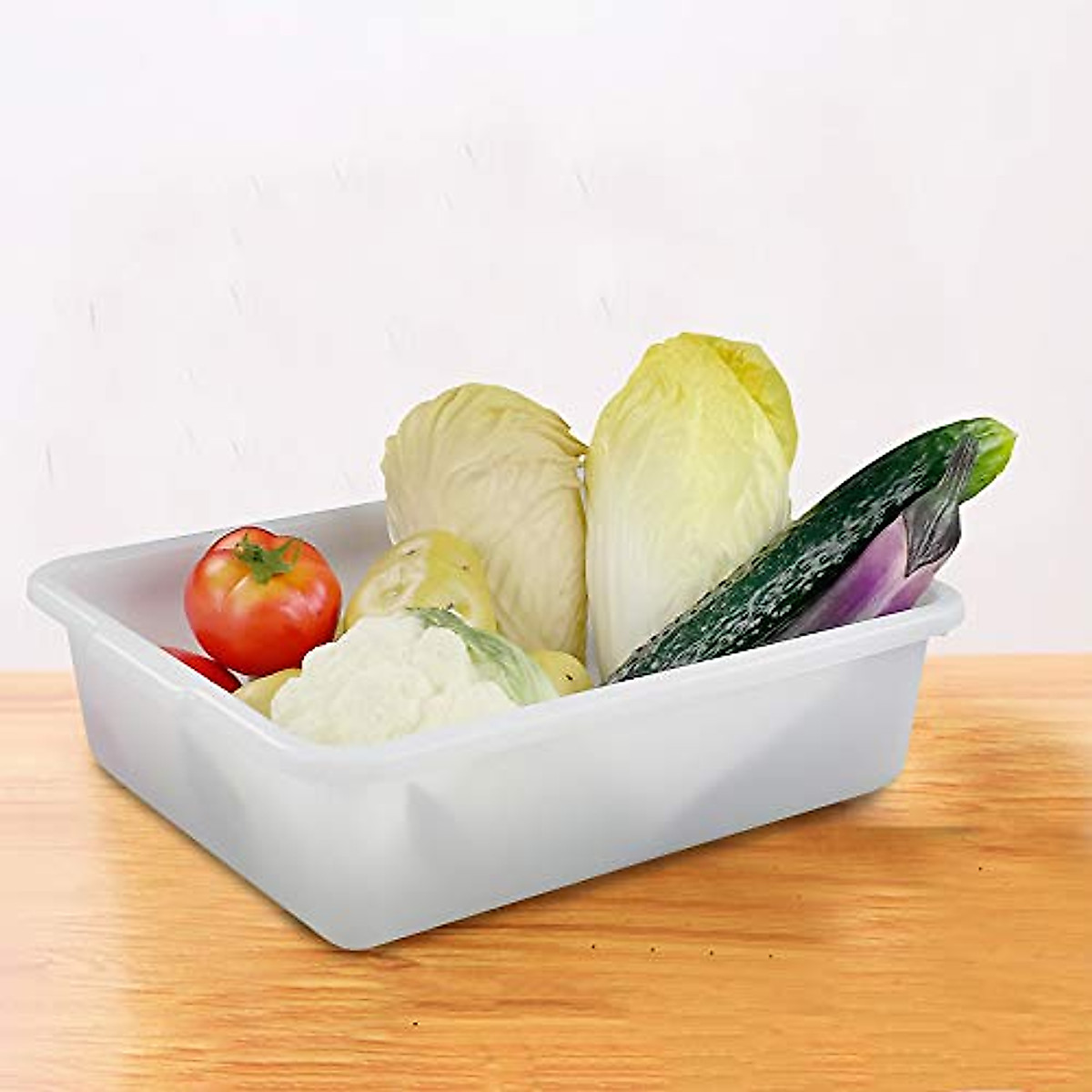 Joyeen Wash Basin Tub, Plastic Dish Pan 8 Liter, White Bus Tubs, Set of 4