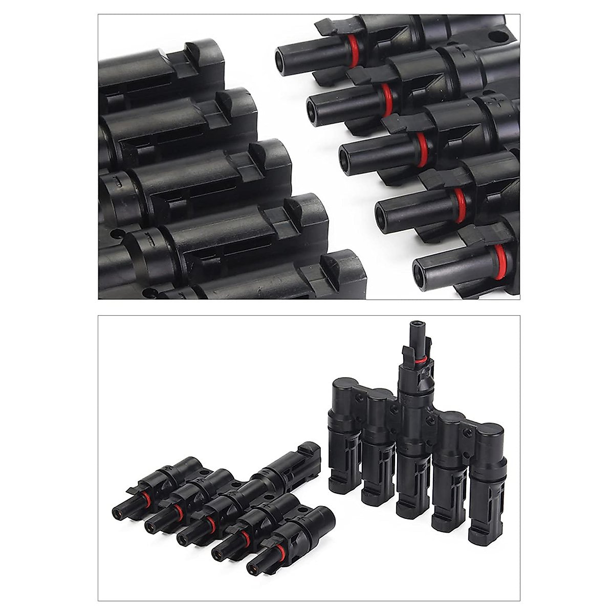 BAYM Solar Panel T Branch 5 to 1 5M/F + 5F/M Cable Connector Solar Wire Connector T-Type T5 Coupler Combiner(1 Pair)
