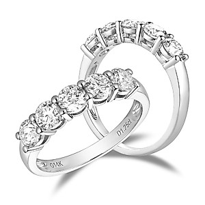 DovEggs 14K White Gold 1.25CTW 4mm F Color Clear Moissanite Engagement Ring Half Eternity Anniversary Wedding Band for Women (8.5)