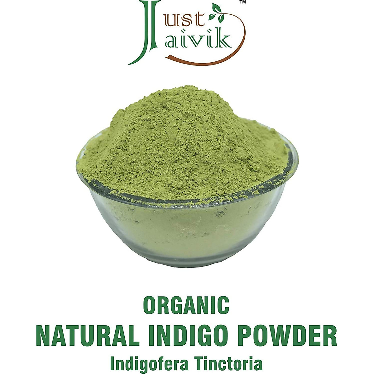Just Jaivik 100% Organic Indigo Powder - 227 gms / 1/2 LB Pound / 08 Oz - Indigofera Tinctoria- A 100% Organic Hair Dye - Color your hair dark brown to black with Henna