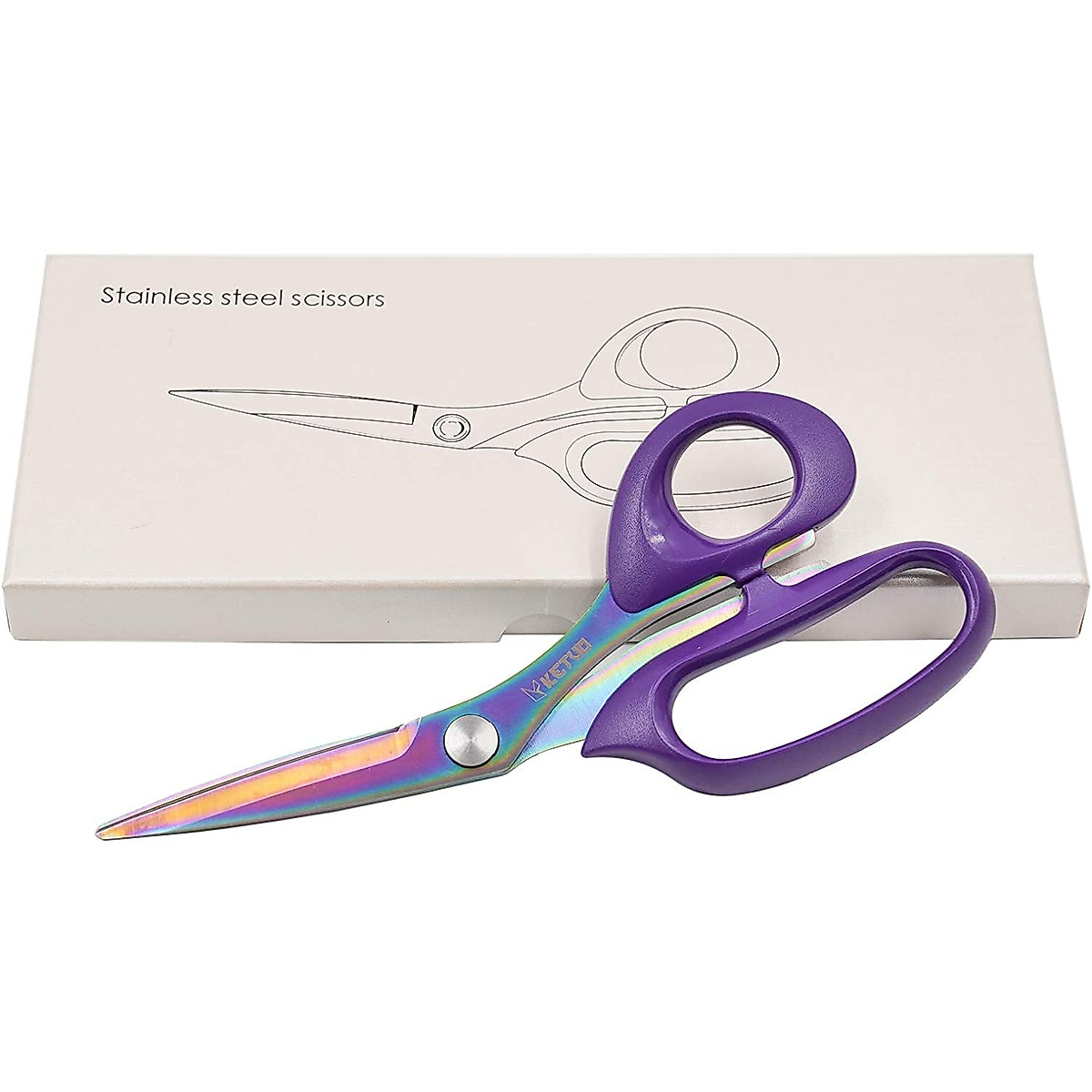 Ketuo Extra Sharp Sewing Scissors Heavy Duty Titanium Coating Forged Stainless Steel Multi-Purpose Shears for Fabric Leather, Dressmaking, Tailoring, Quilting, Home & Office, Art & School (8 Inch)