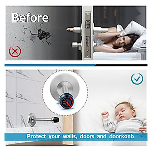 Door Stoppers 6 inch Door Stops Heavy Duty RustProof Stainless Steel Screw-in Door Holder with BabyProof Black Rubber Bumper Tips - Protects Your Walls - Long Door Stop Silver 1 Pack