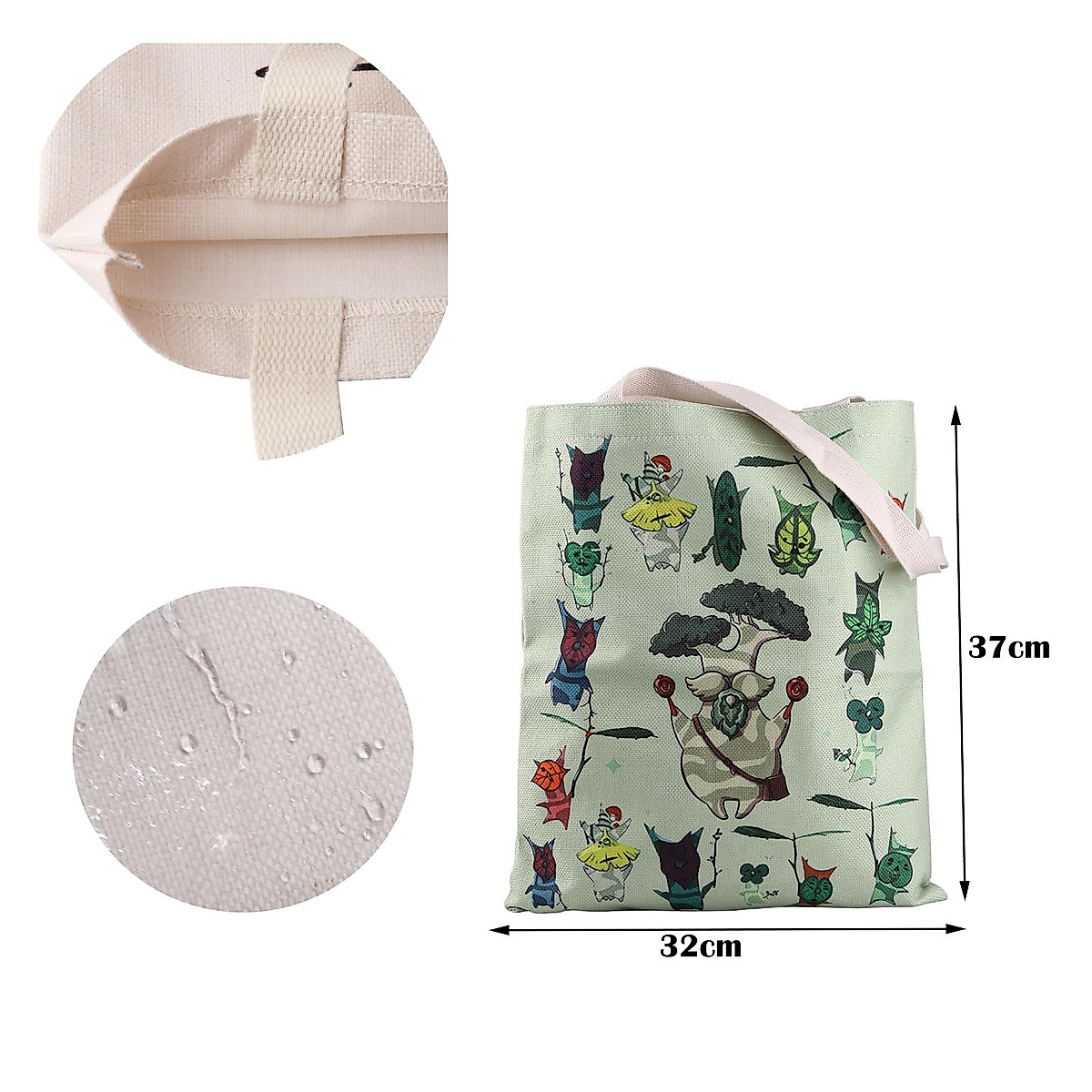 ZJXHPO The Legend Of Dad Tote Bag Zelda Korok Reusable Grocery Shopping Bag Zelda Shoulder Bag Korok Dad Handbag Gamer Gift (Green Tote)