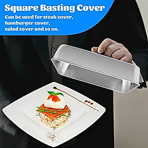 Small 6in Cheese Melting Dome, HaSteeL Stainless Steel Square Basting Steaming Cover Lid, Griddle Accessories for Kitchen Cast Iron Flat Top, Great for Cooking Grilling Burger Patty Steak Bacon - 2Pcs
