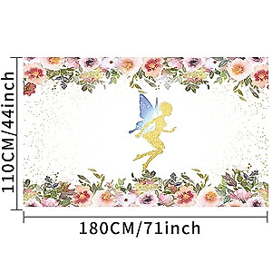 Floral Fairy Butterfly Photography Backdrops Girl Princess Wonderland Photo Background Spring Pink Gold Flower Princess Decor Happy Birthday Party Banner Baby Shower 71x44 inch Polyester Fabric