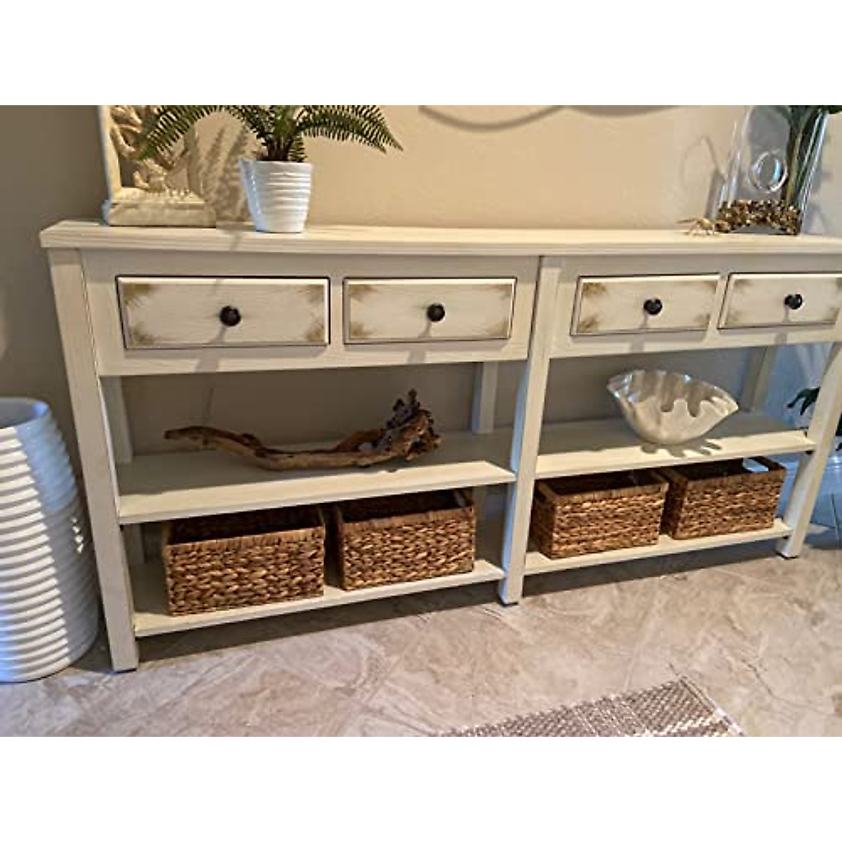 M4DECOR Wicker storage basket, water hyacinth storage baskets, rectangular basket with built-in handles, wicker baskets for storage 12.5 x 8 x 6.5 inches (Natural - 2 Packs)