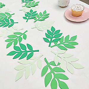Mybbshower Green Paper Leaf Garland for Spring Party Backdrop 30 Ft Banner Birthday Wedding Decoration