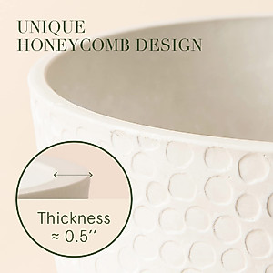 LA JOLIE MUSE Outdoor Planters Indoor Flower Pots - 9.4 Inch Planter Pot Containers, White Plant Pots,Honeycomb
