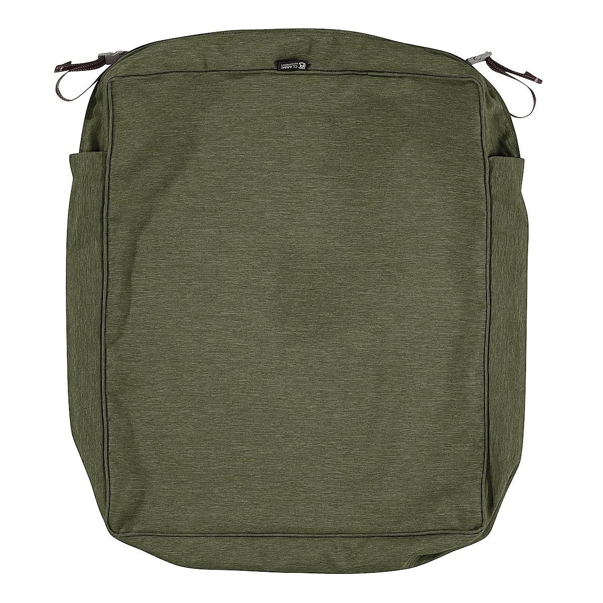 Classic Accessories Montlake Water-Resistant 23 x 25 x 5 Inch Rectangle Outdoor Seat Cushion Slip Cover, Patio Furniture Chair Cushion Cover, Heather Fern Green, Patio Furniture Cushion Covers
