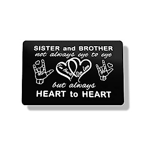 Engraved Wallet Card for Brother and Sister,Sister Gifts from Brother,Brother Birthday Gifts from Sister,Sisters Birthday Presents Ideas,Brothers Gifts Ideas for Christmas Graduation Gifts for Sisters
